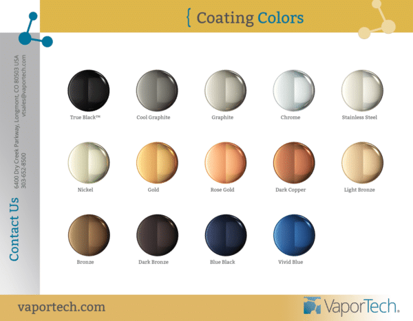 PVD Color Coatings Chart - VaporTech